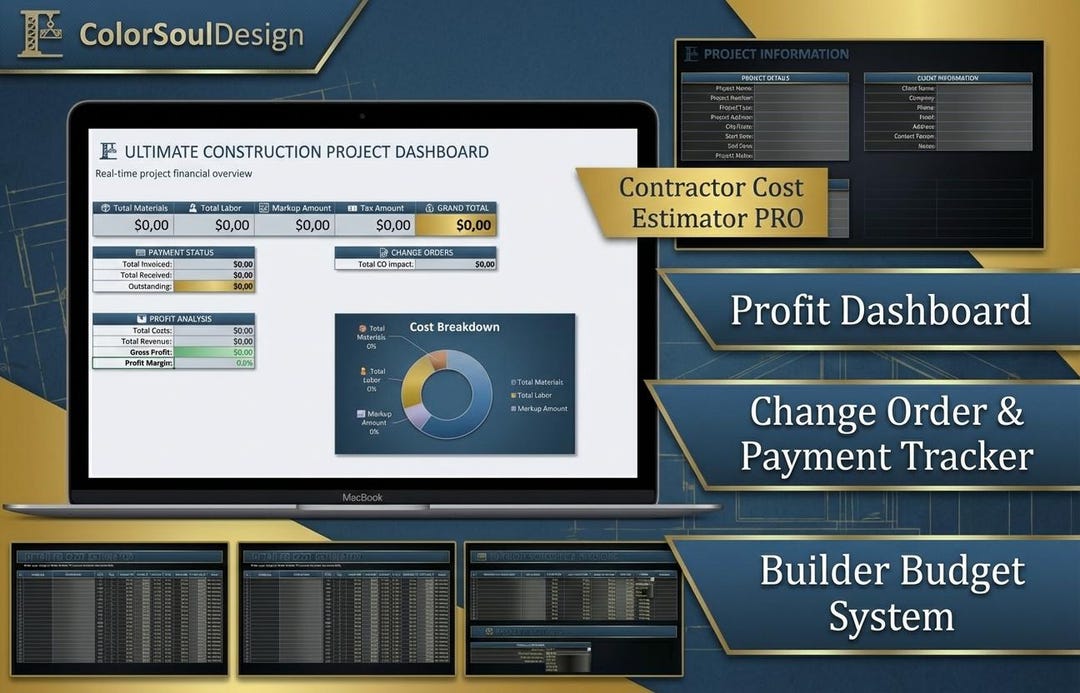 Ultimate Construction Project Manager Excel | Contractor Cost Estimator ...