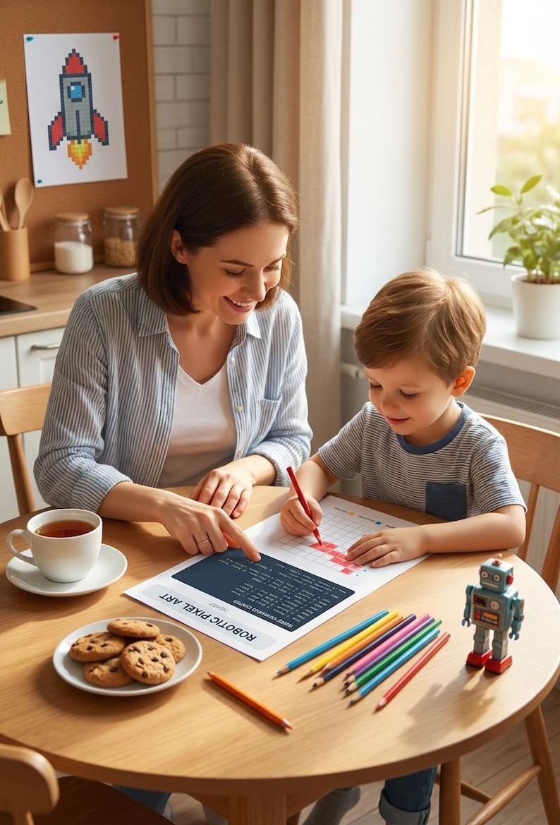 Coding Pixel Art Bundle – STEM Robot, Rocket, Boat (PDF) - Etsy