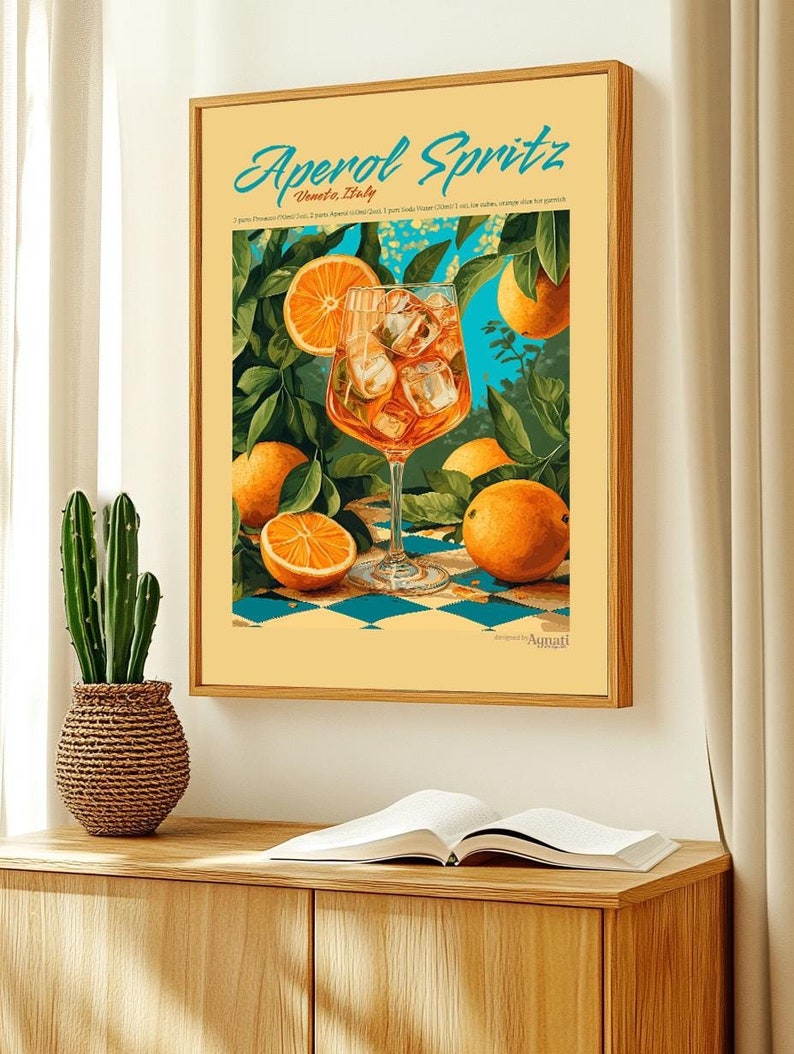 Aperol Spritz Poster, Printable Cocktail Poster, Artwork for Home, Bar ...