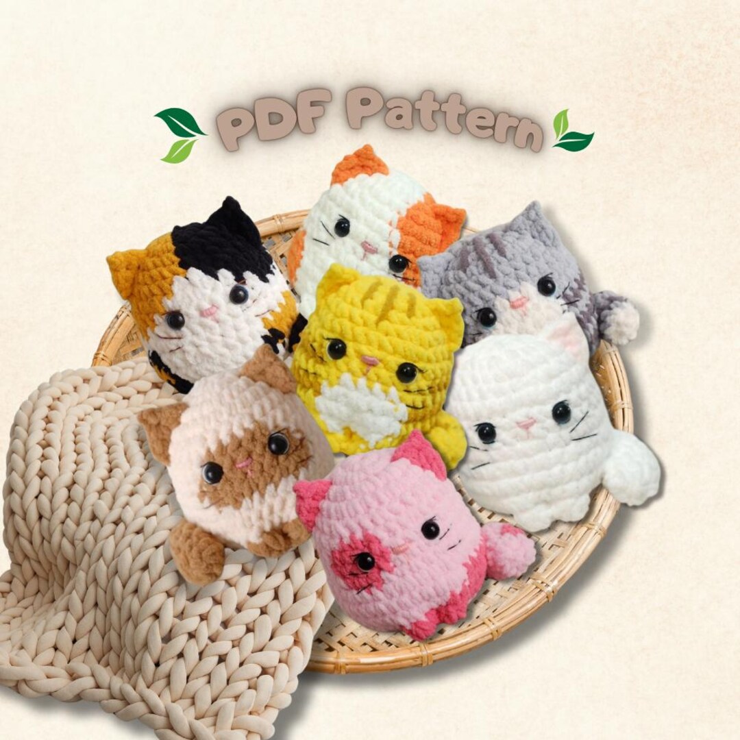 7 in 1 Cats Crochet Patterns, Cat Plushie Patterns, Crochet Cats ...