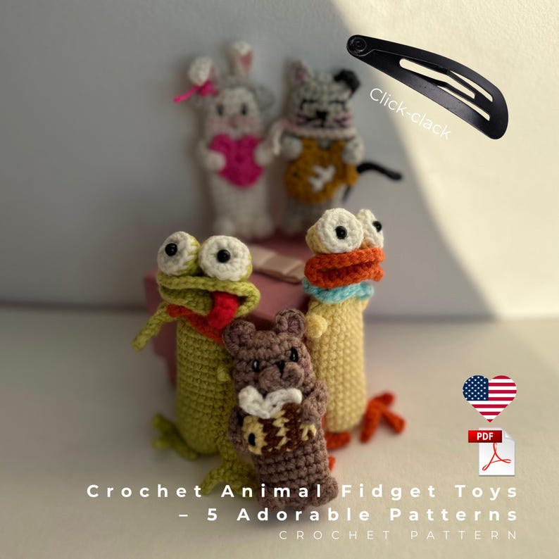 Crochet Animal Fidget Toys Pattern – Amigurumi Bundle, 5 Designs (PDF ...