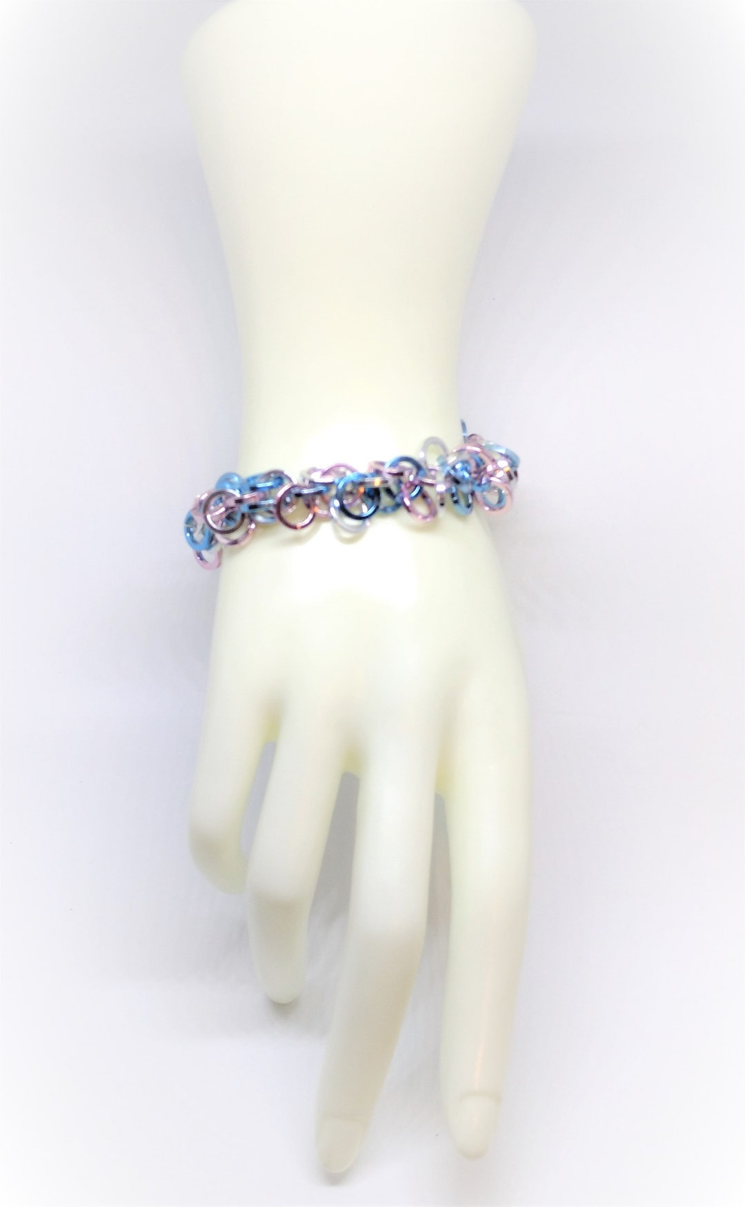 Bracelet: Transgender trans Shaggy Loops Anodized Aluminum Chainmaille ...