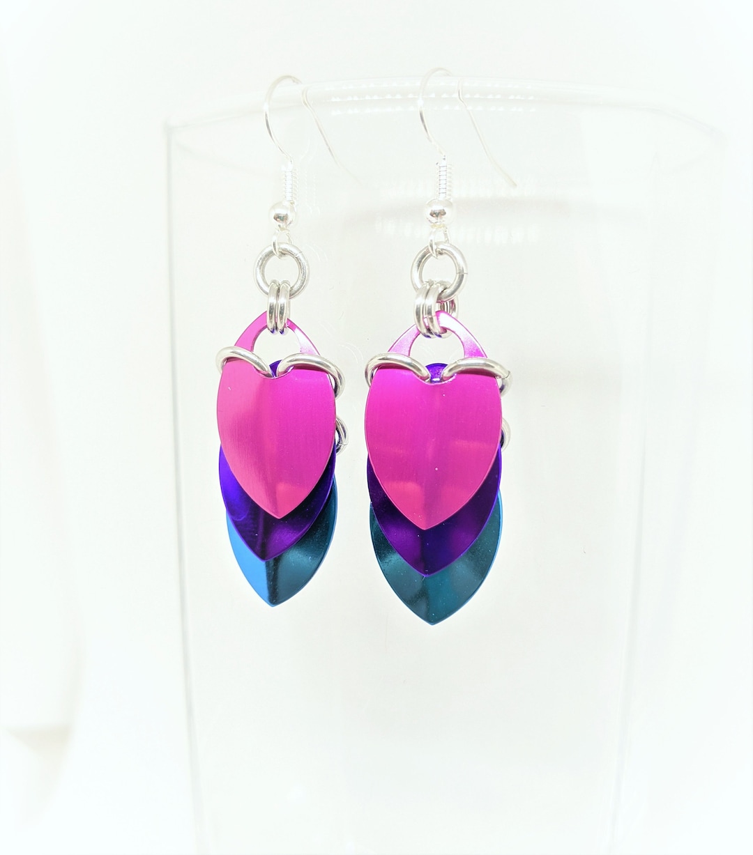 Earrings: Androgyny Pride Cascading Scales - Anodized Aluminum ...