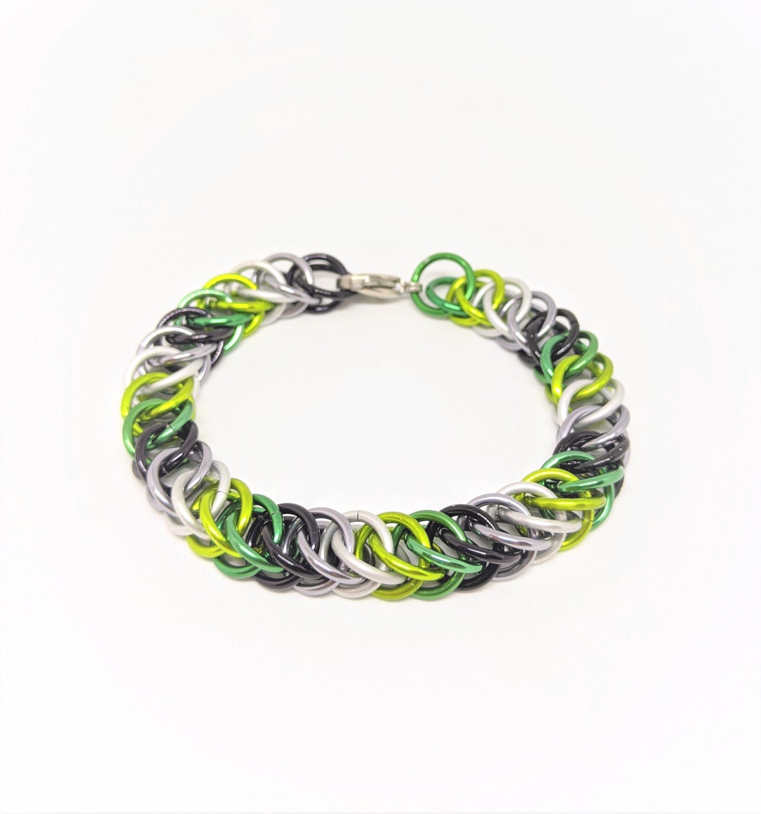 Bracelet: Aromantic (aro) Pride Half Persian - Anodized Aluminum Chainmaille - Etsy