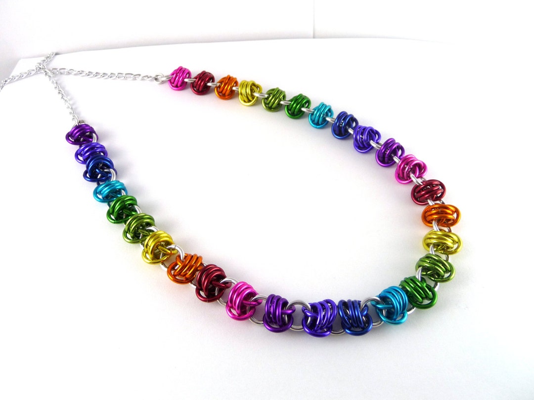 Necklace: Rainbow Barrel - Anodized Aluminum Chainmaille - Etsy