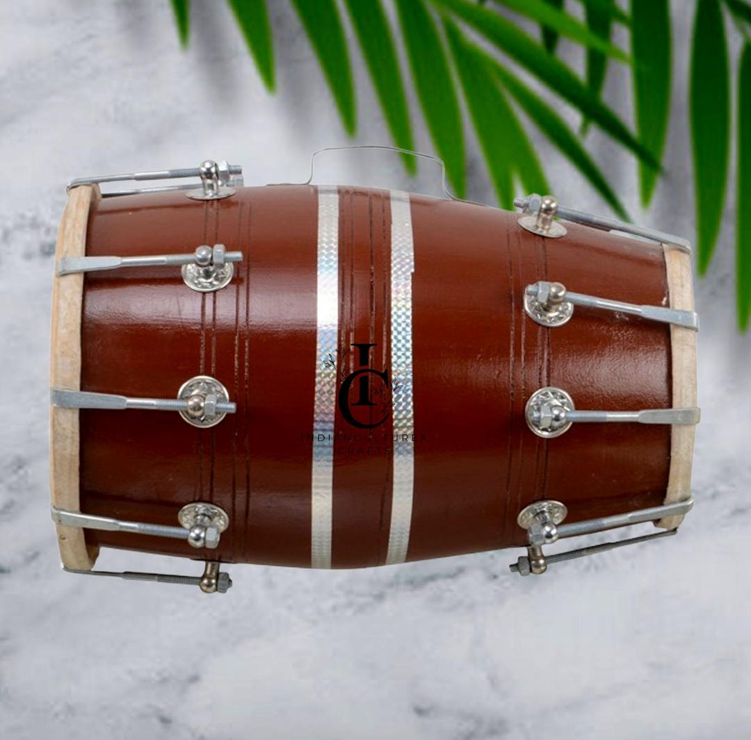 Wooden Wooden Dholak Indian Folk Musical Instrument Drum Nuts N Bolt ...