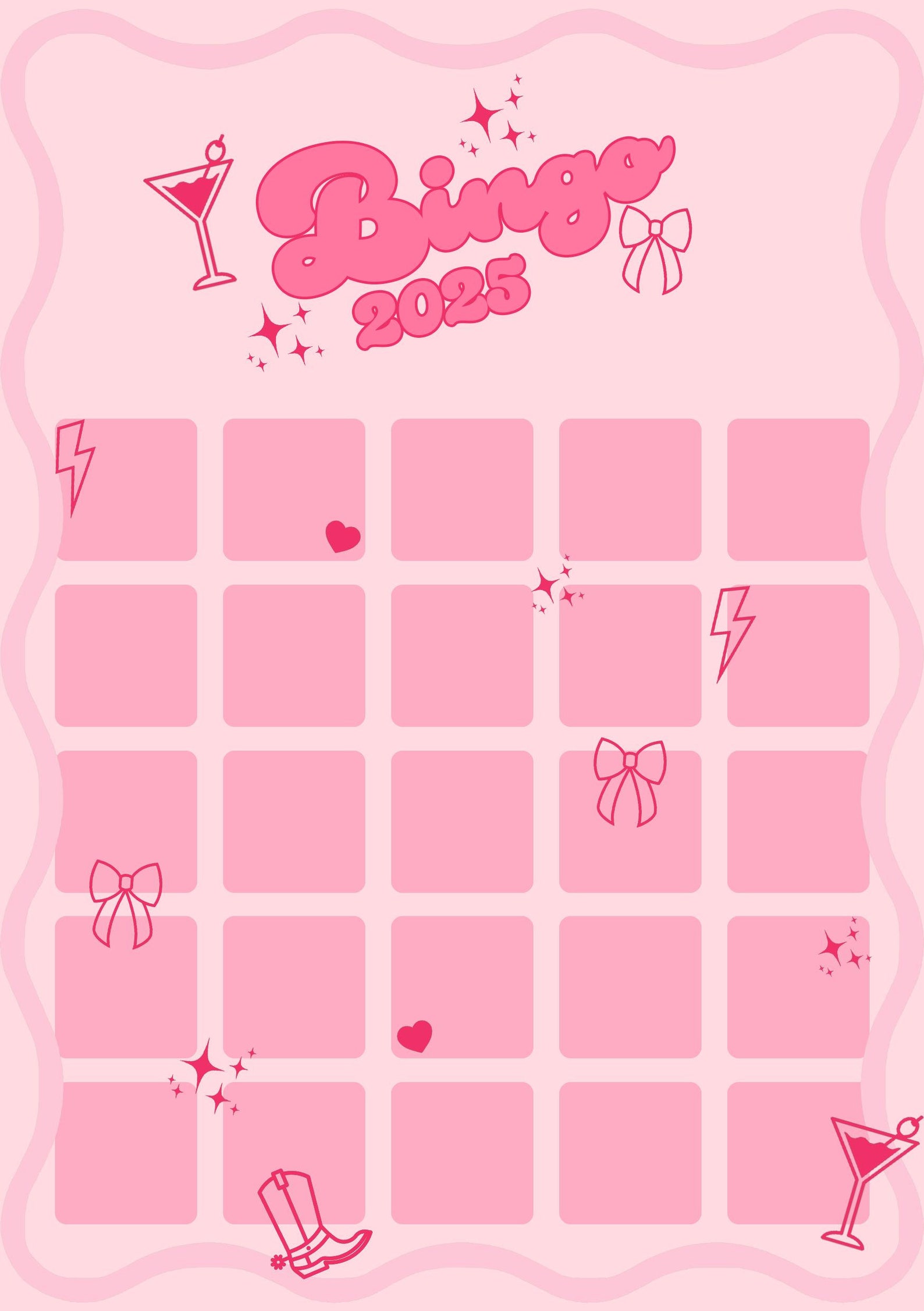 Pink 2025 Goal-setting Bingo Card | Digital Download | Fun ...
