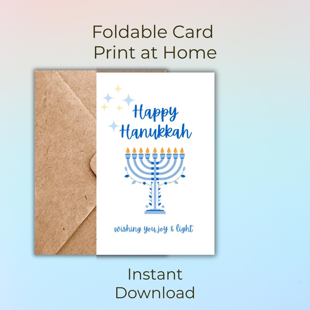 Happy Hanukkah Chanukah Card Printable | Instant Download PDF | A4 and ...