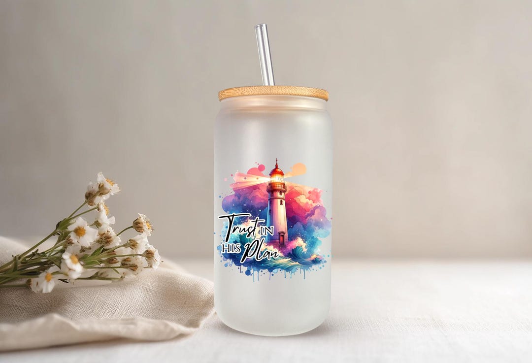 Christian Lighthouse Sipper Glass, Trust in His Plan, Faithful ...