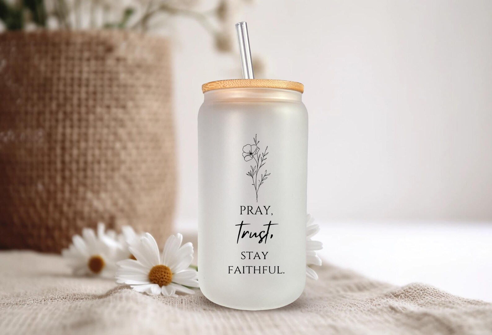 Daily Affirmation 16oz Libbey Glass Can Tumbler Wrap, Glass Can ...