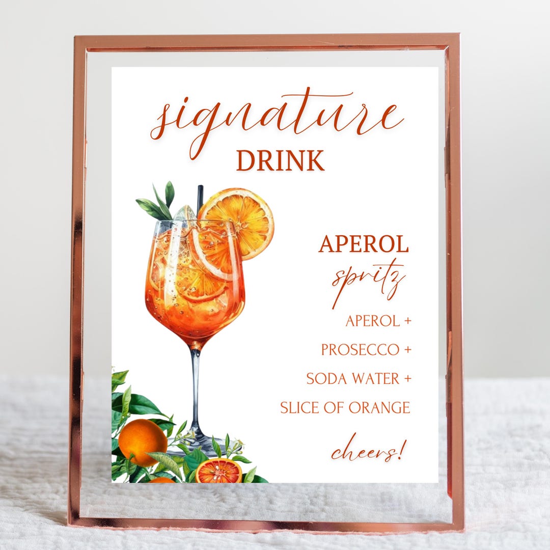 Spritz Signature Cocktail, Aperol Spritz Bar Sign, Signature Drink ...