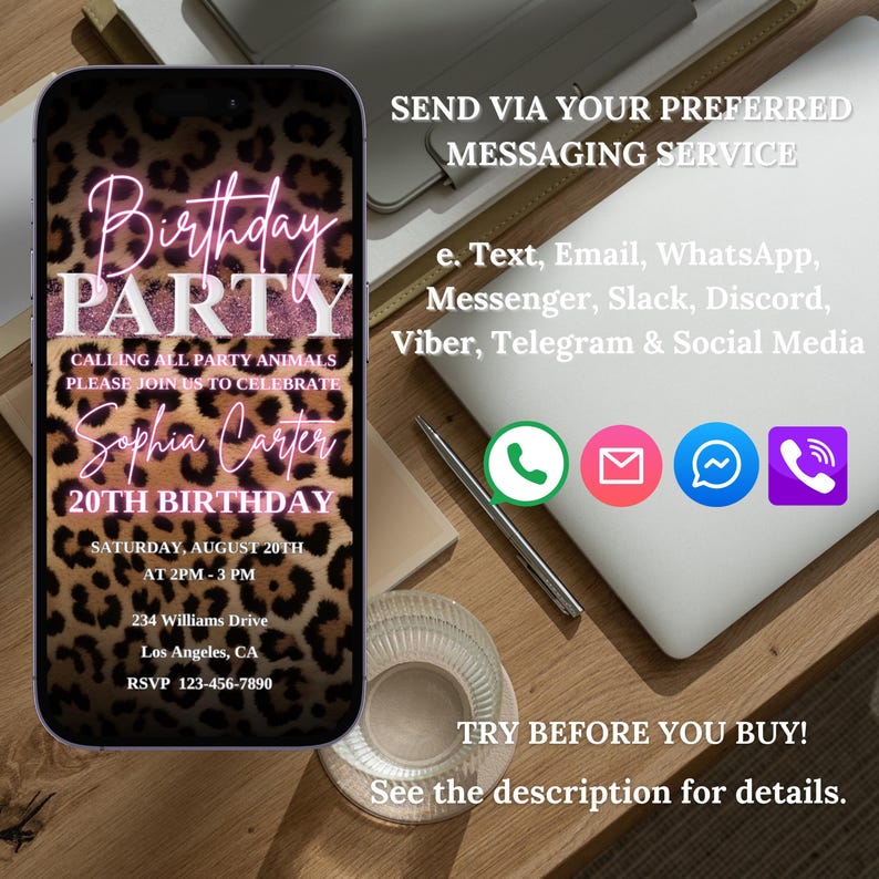 Cheetah Print Animated Birthday Invitation: Hot Pink Party (digital ...