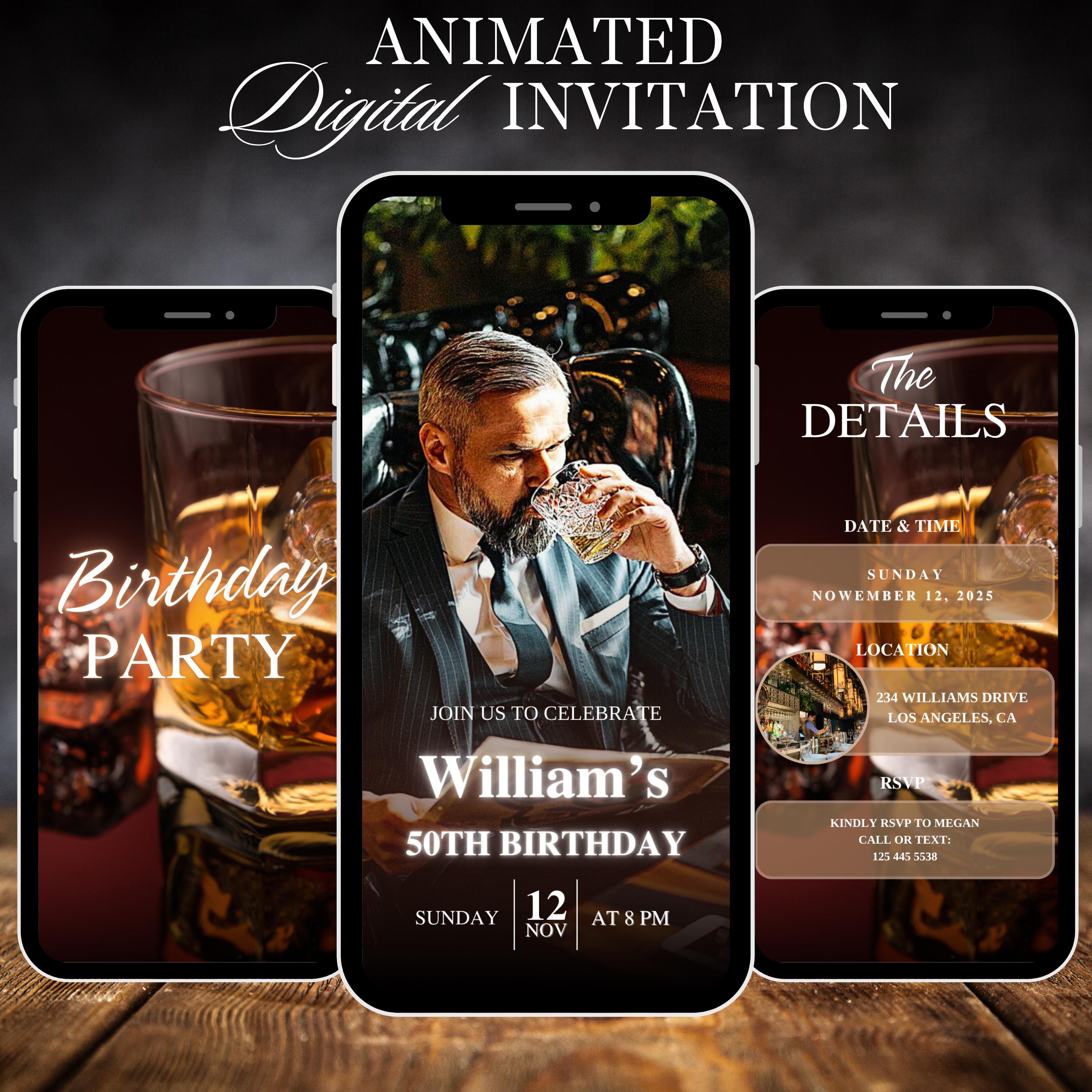 Digital Men Birthday Invitation, Men Invitation With Photo, Invitation ...