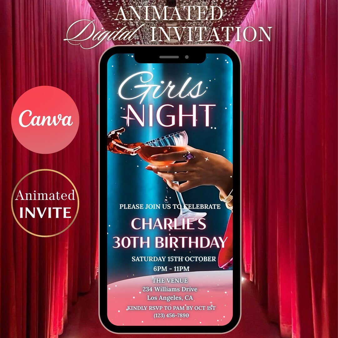 Girls Night Invitation for Adults,girls Night Party Invite,let's Get ...