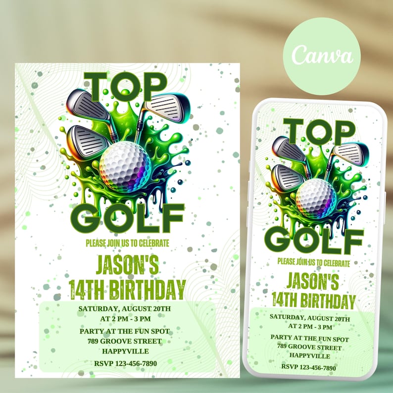 Editable Top Golf Birthday Party Invite (digital) - Etsy