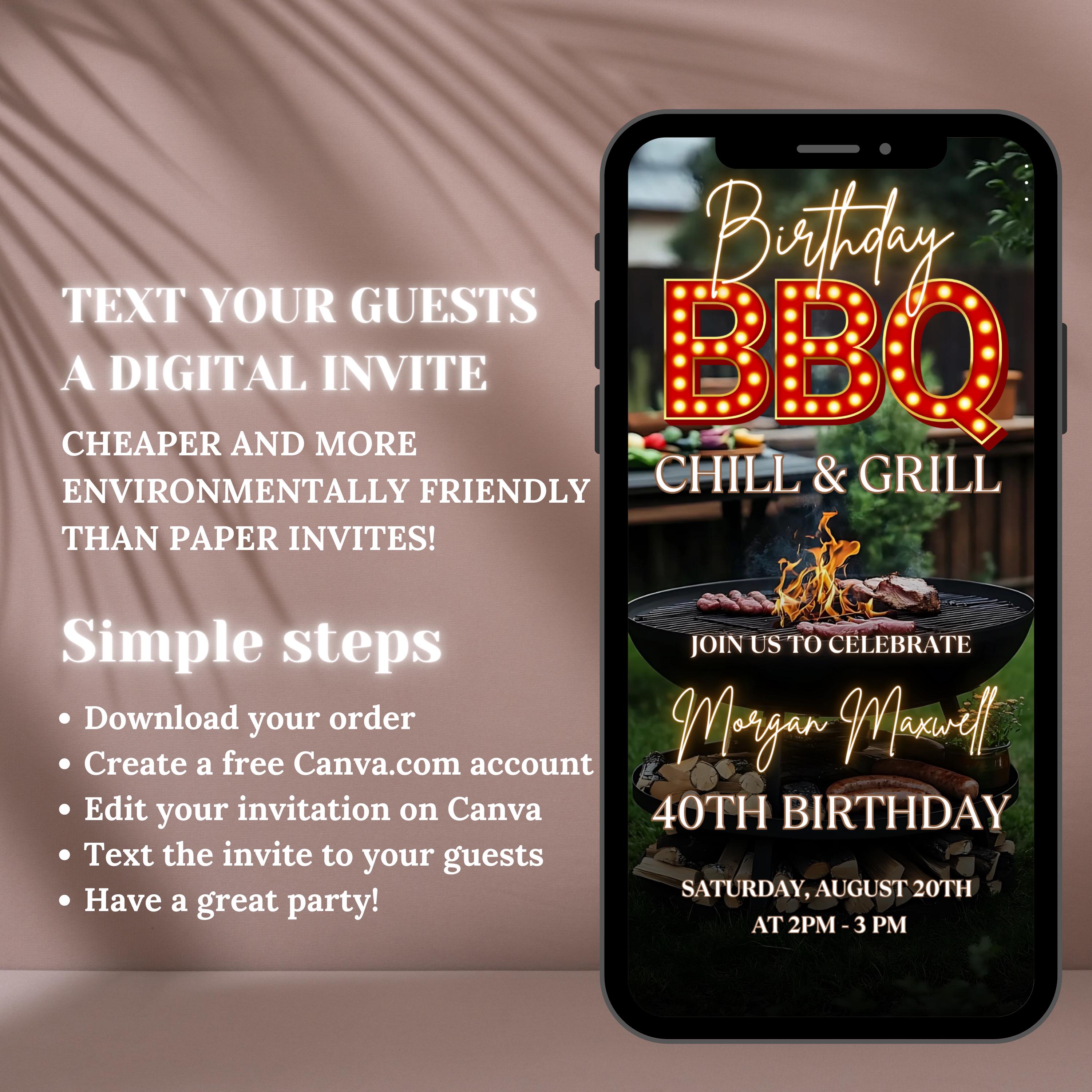 Animated BBQ Birthday Invitation: Chill & Grill (digital Download) - Etsy