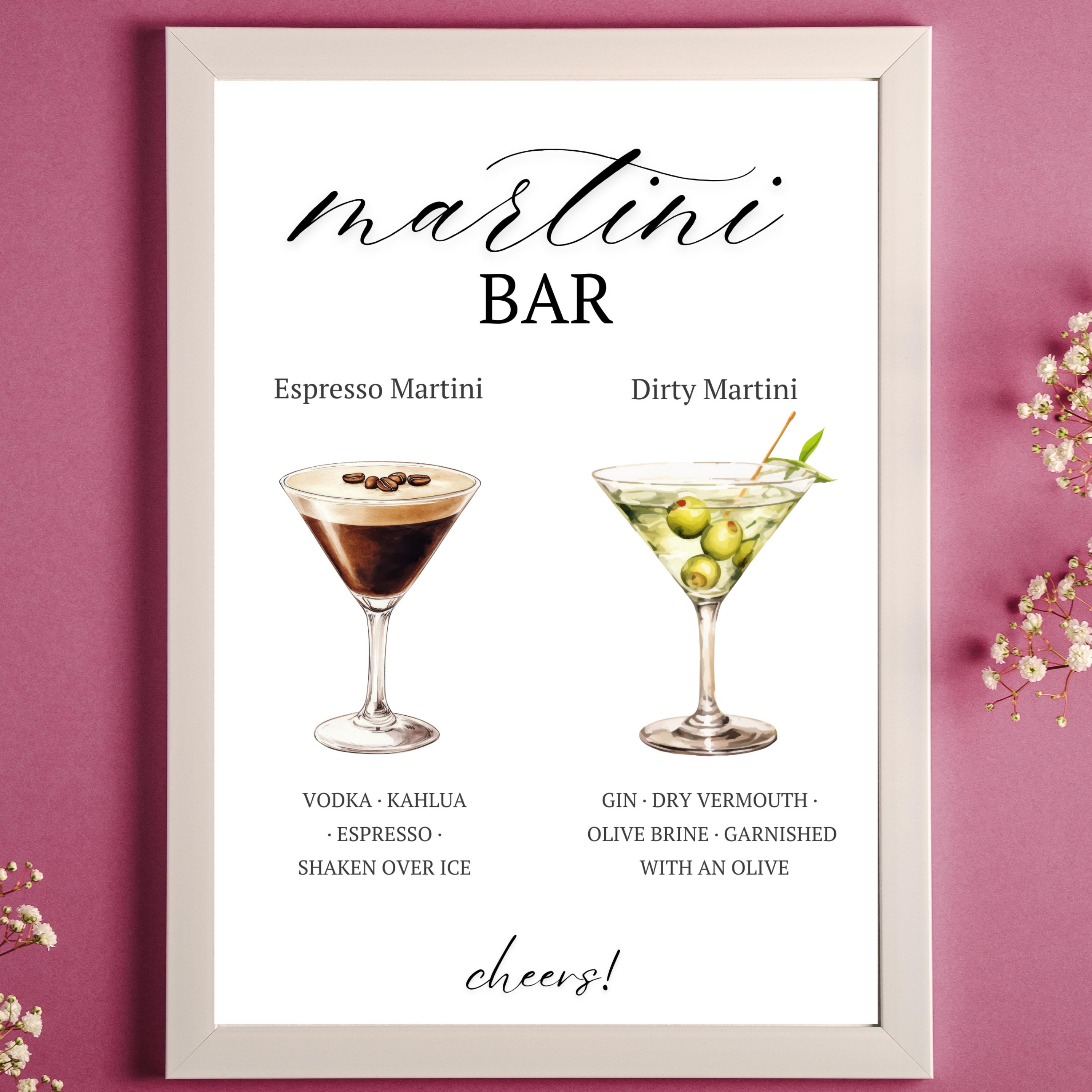 Martini Bar Signage. Martini Signature Drinks Bar Sign Template ...
