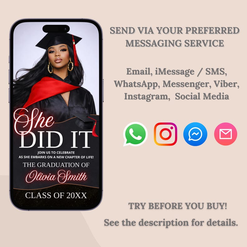 Digital Graduation Invitation Template|class of 2026 Party Invite ...