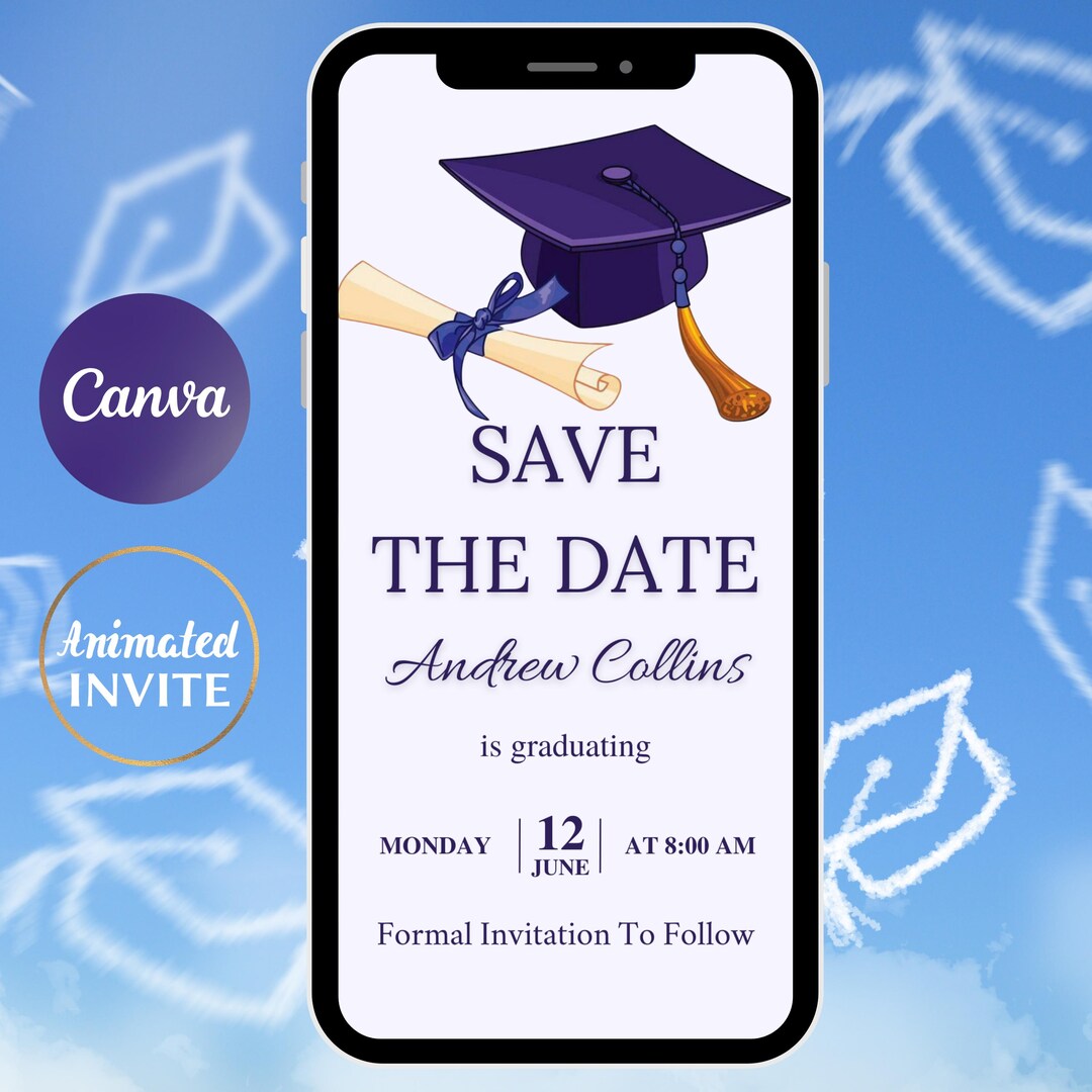 Graduation Save the Date Invitation: Editable Digital Invite (DIY ...