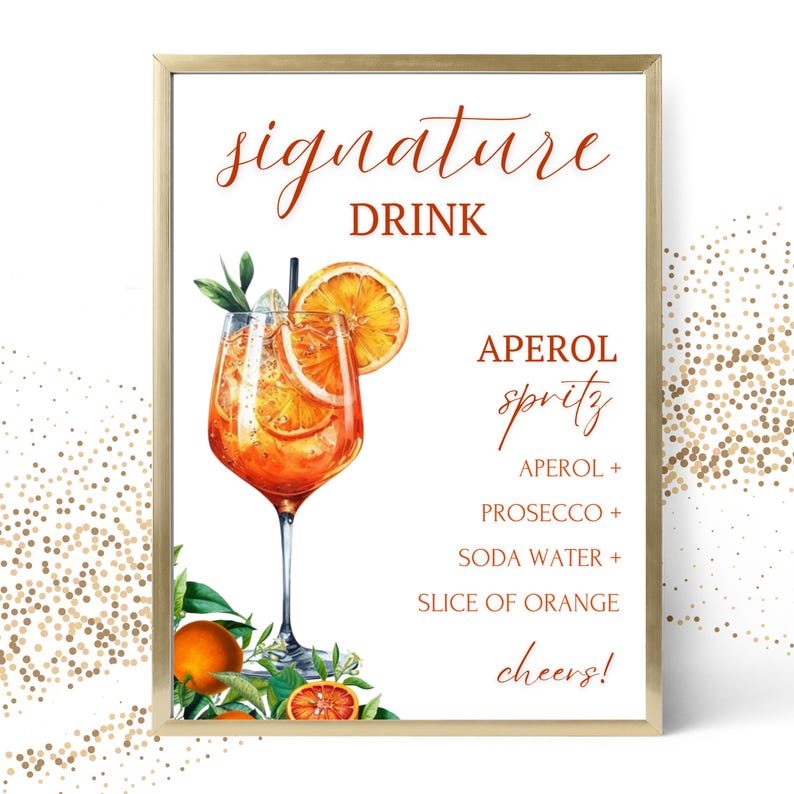 Spritz Signature Cocktail, Aperol Spritz Bar Sign, Signature Drink ...