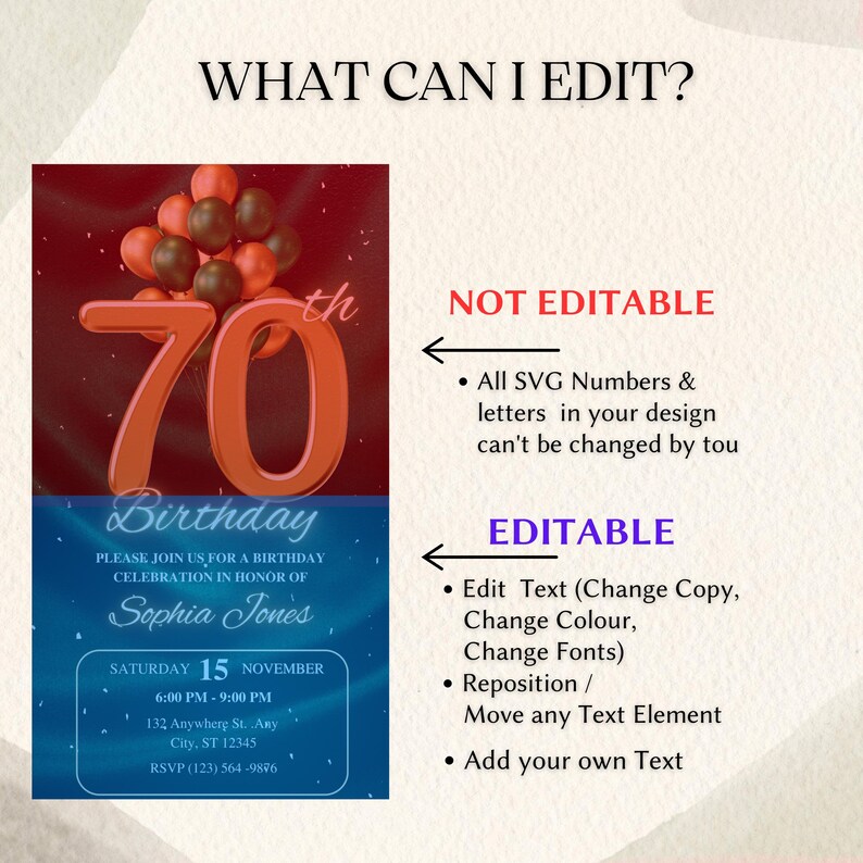 70th Birthday Invitation: Green & Gold Animated Evite (DIY Editable) - Etsy