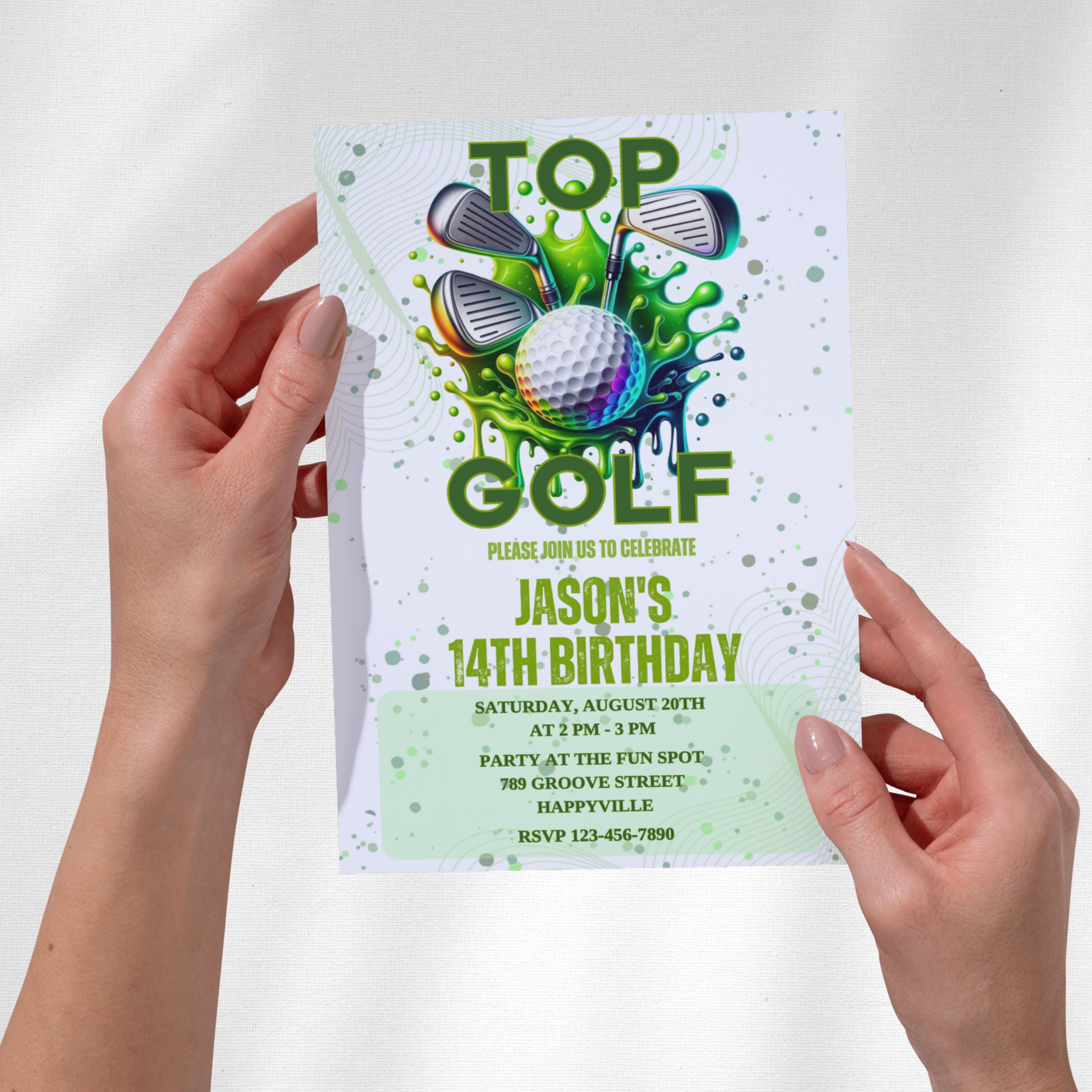 Editable Top Golf Birthday Party Invite (digital) - Etsy