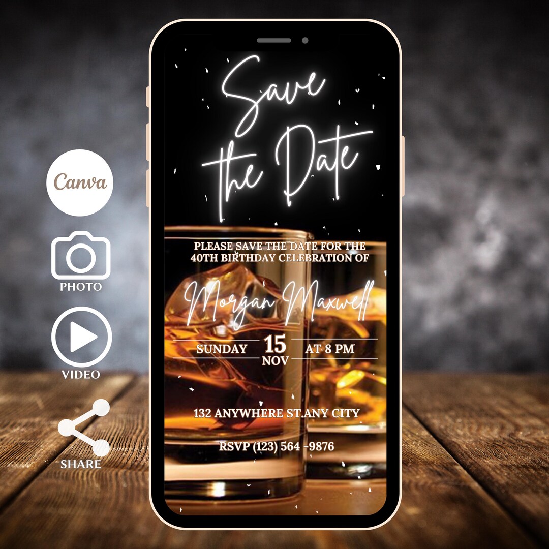 Save the Date Party Invitation, Editable Text Save the Date Birthday ...