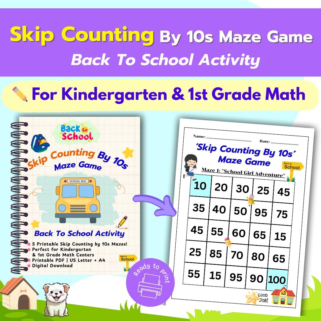 Skip Counting by 10s Maze Game: Back to School Math (printable PDF) - Etsy