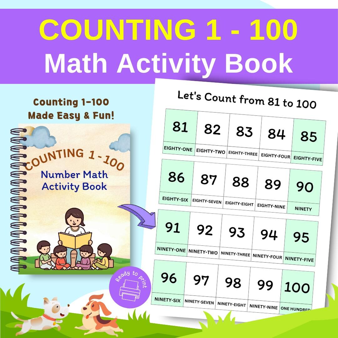 Counting Activity, Counting 1-100, Numbers 1-100, Math Activity Book ...
