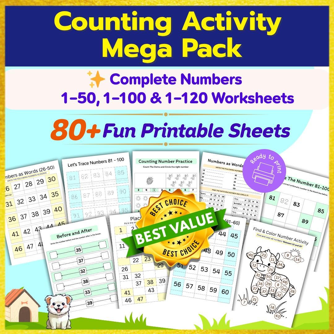 Counting Activity Mega Pack | Kindergarten & 1st Grade (PDF) - Etsy