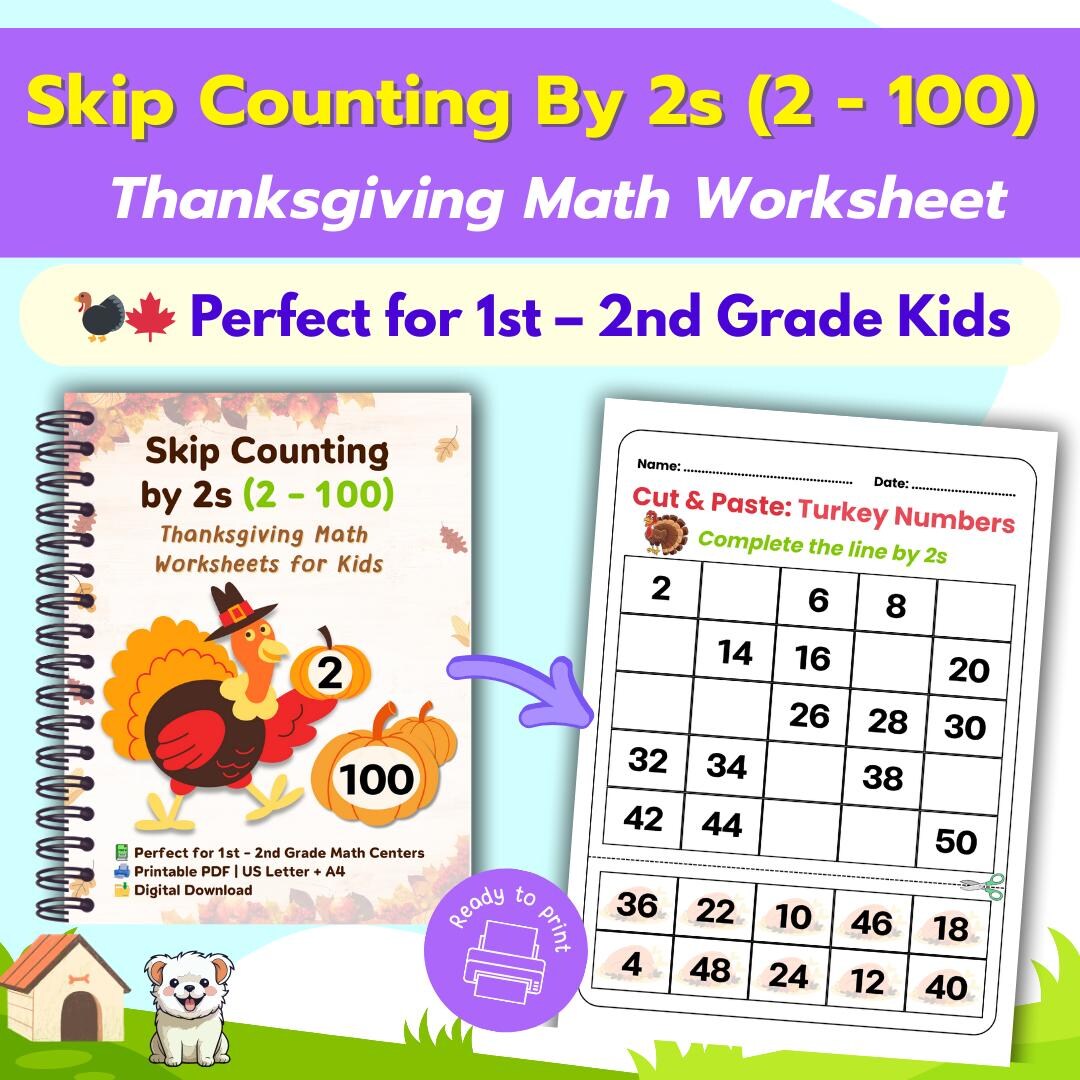 Thanksgiving Skip Counting by 2s Worksheets | Math Activities | Mazes ...