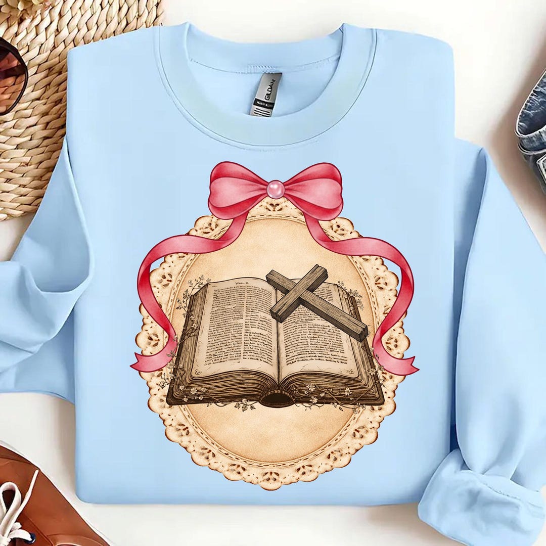 Grandma Core Christian Bible PNG, Vintage Cross Oval Frame Cottagecore ...