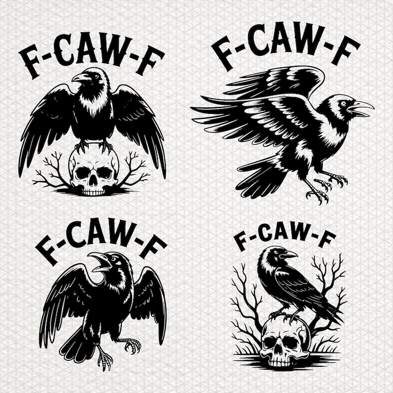 F-CAW-F Crow SVG PNG Bundle, Funny Raven Skull Digital Download, Gothic ...