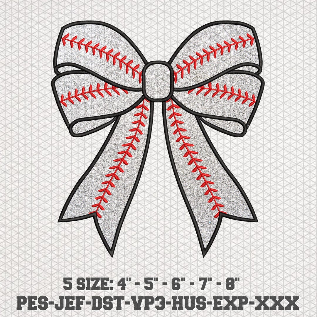 Baseball Coquette Embroidery Design – Digital Download – Sports Bow ...