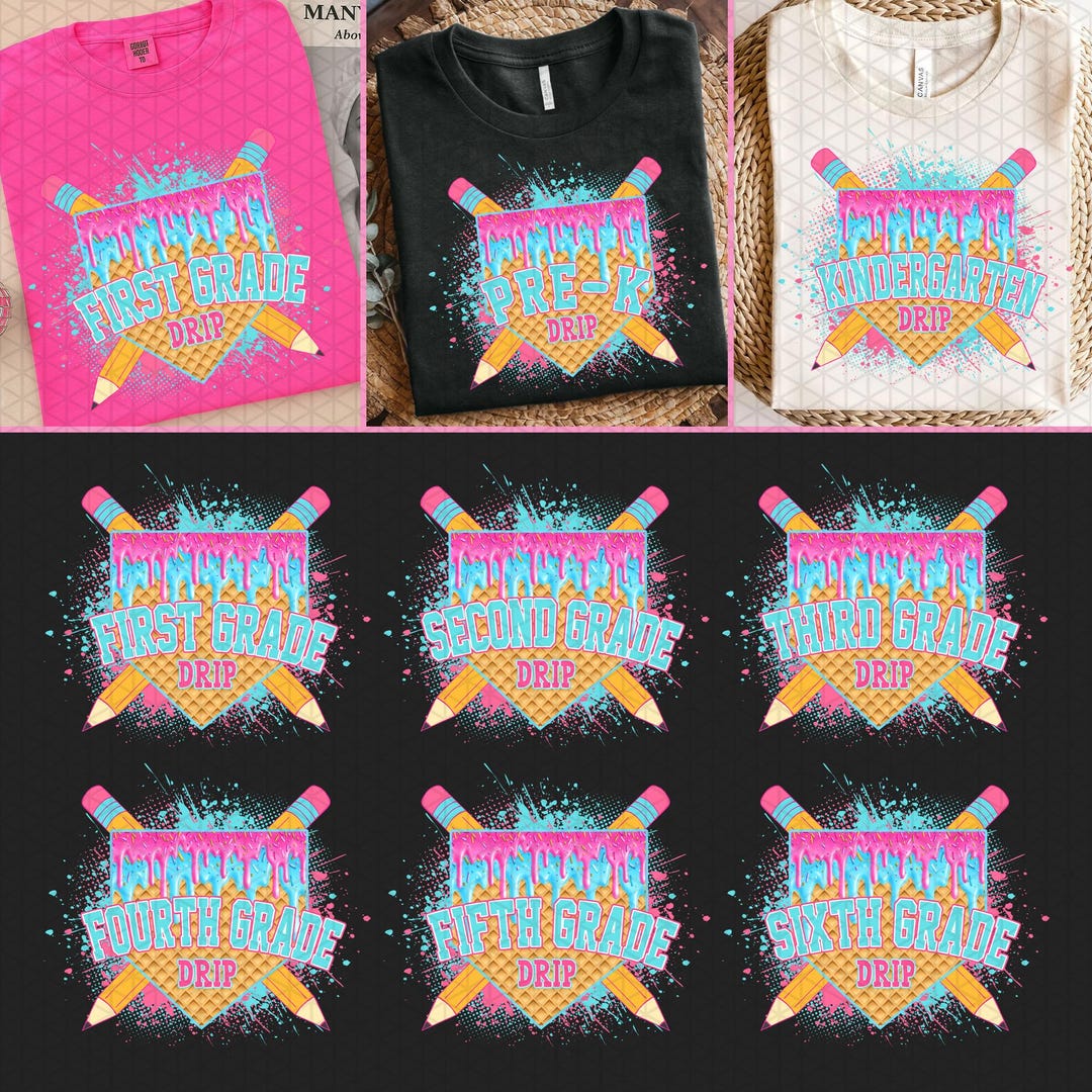 Ice Cream Drip PNG Bundle: Back to School Designs (digital Download) - Etsy