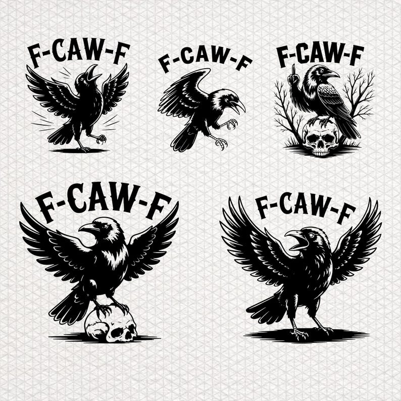 F-CAW-F Crow SVG PNG Bundle, Funny Raven Skull Digital Download, Gothic ...