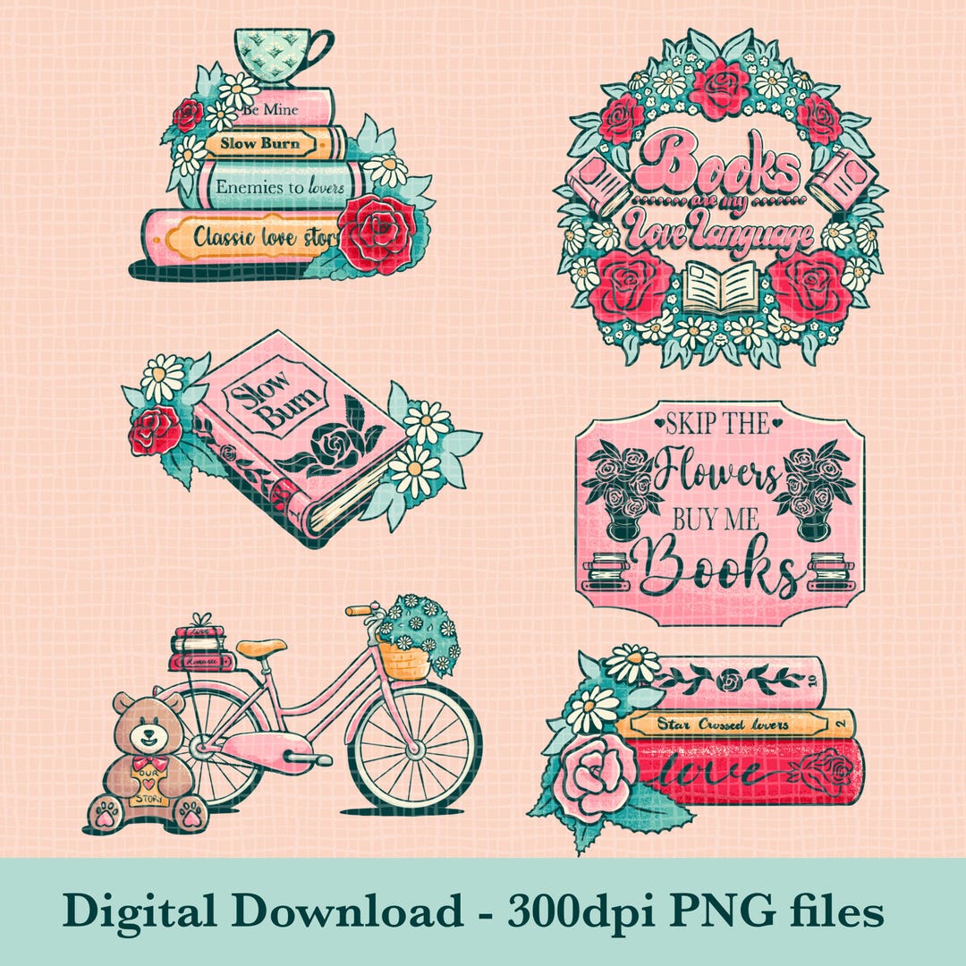 Bookish Valentines - Png - Instant Download - 300dpi - Clip Art - Etsy