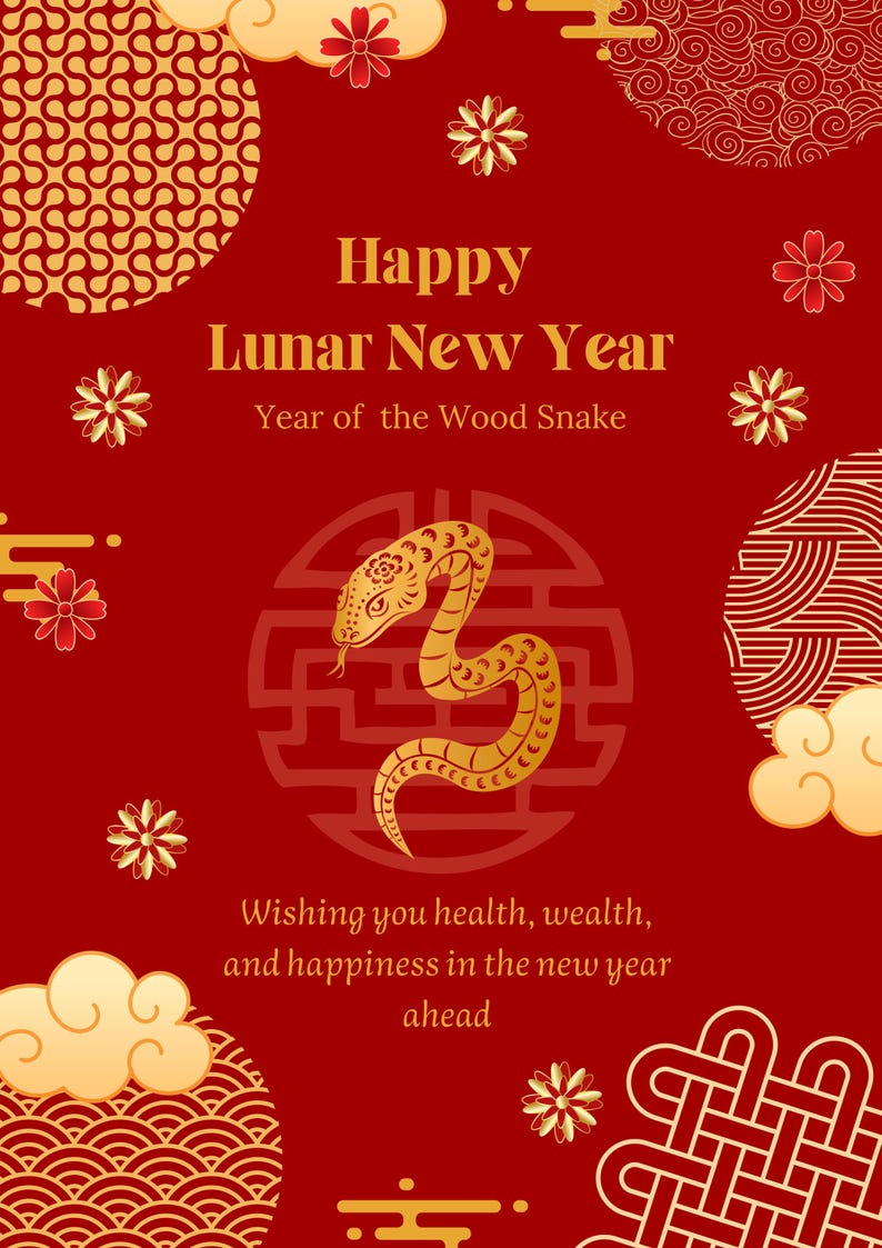 Lunar New Year Card 2025 | Printable Happy Chinese Greeting Card | Year ...