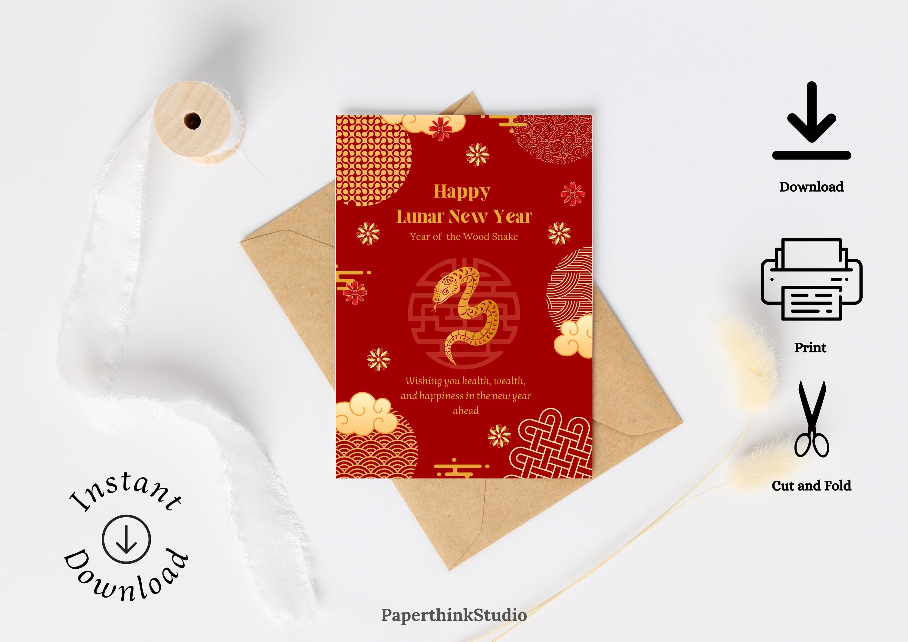 Lunar New Year Card 2025 | Printable Happy Chinese Greeting Card | Year ...