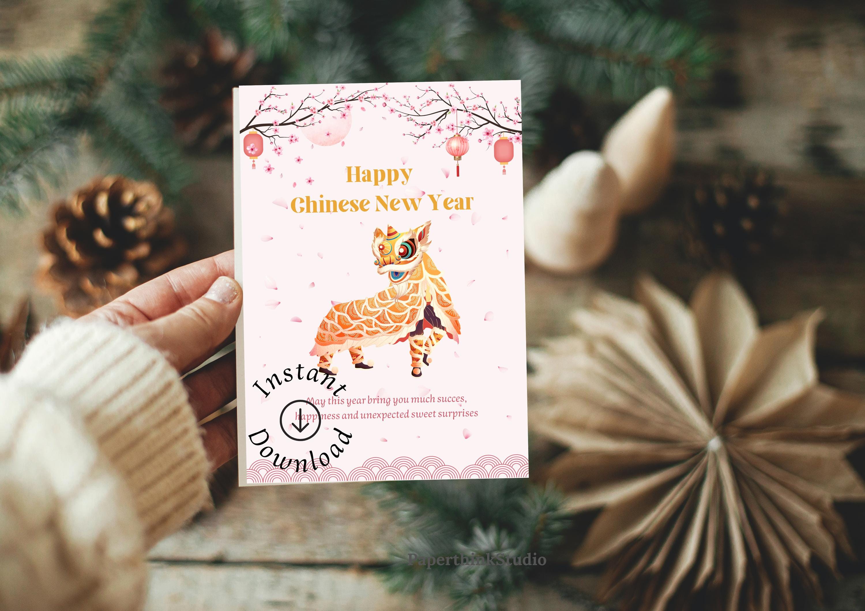 Lunar New Year Card 2025 | Printable Happy Chinese New Year Greeting ...
