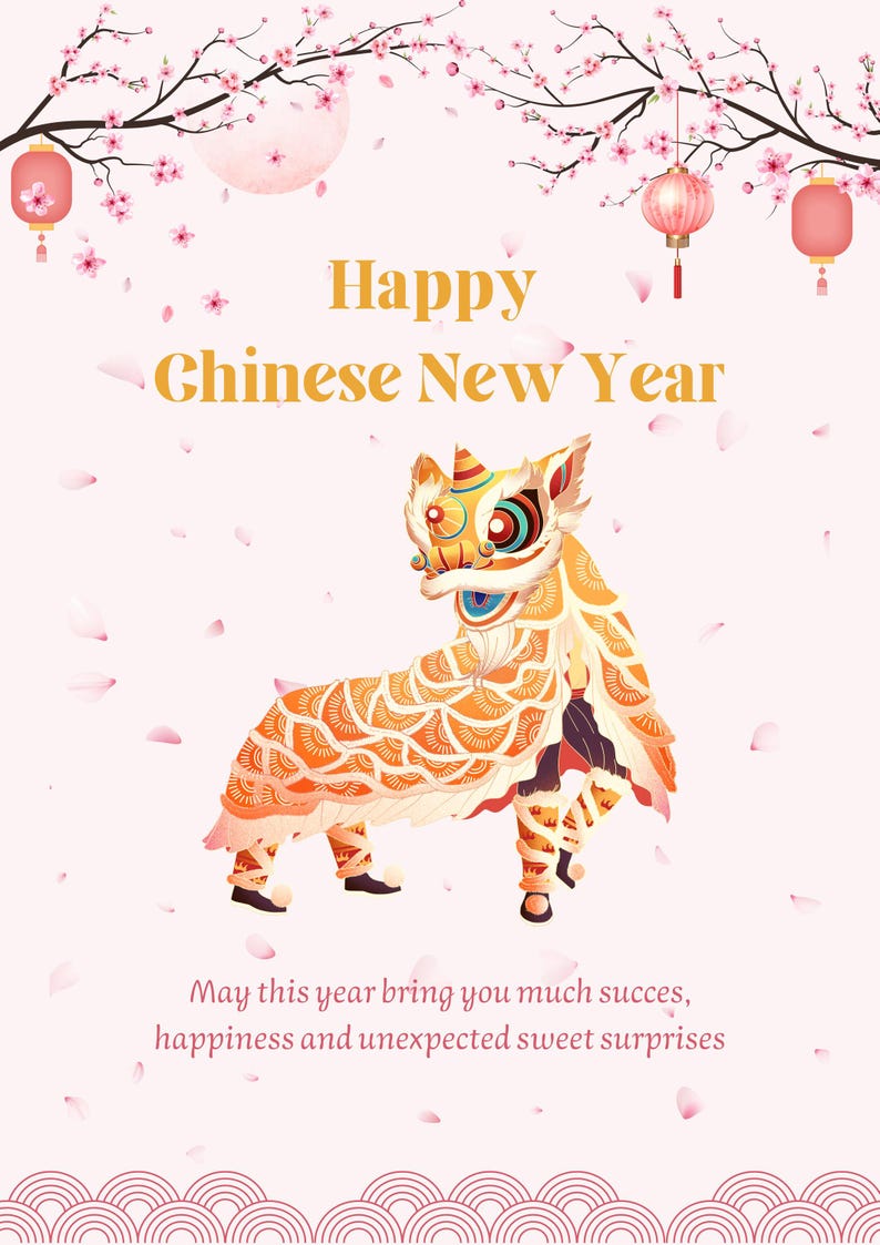 Lunar New Year Card 2025 | Printable Happy Chinese New Year Greeting ...