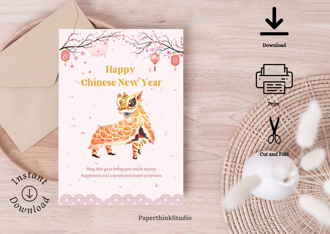 Lunar New Year Card 2025 | Printable Happy Chinese New Year Greeting ...