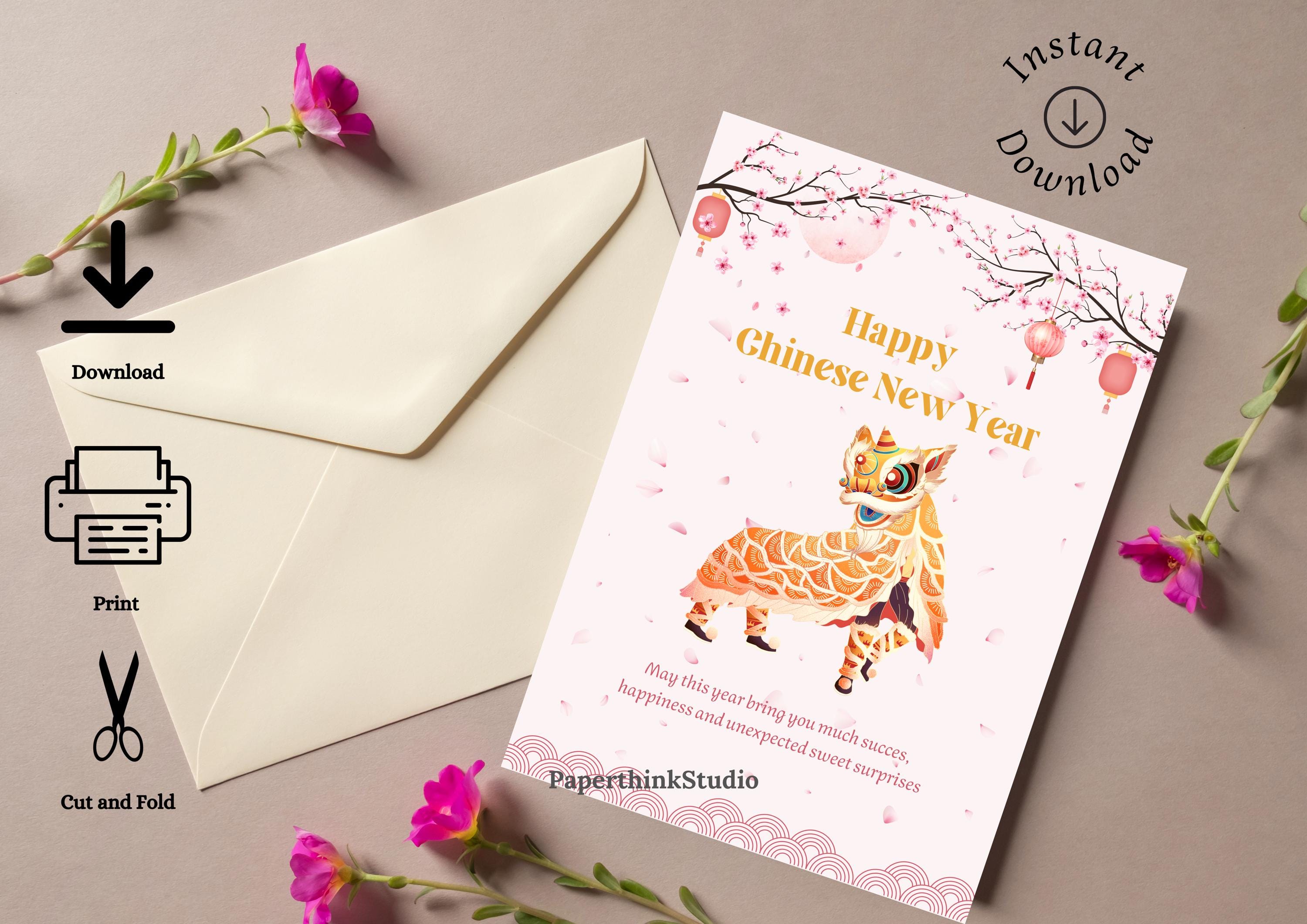 Lunar New Year Card 2025 | Printable Happy Chinese New Year Greeting ...