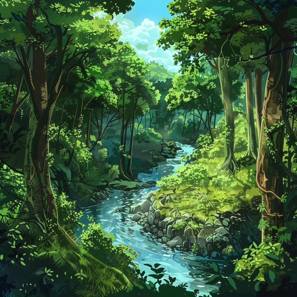 34 Beautiful Forest Stream Clipart, Nature Scenery Illustration, PNG ...