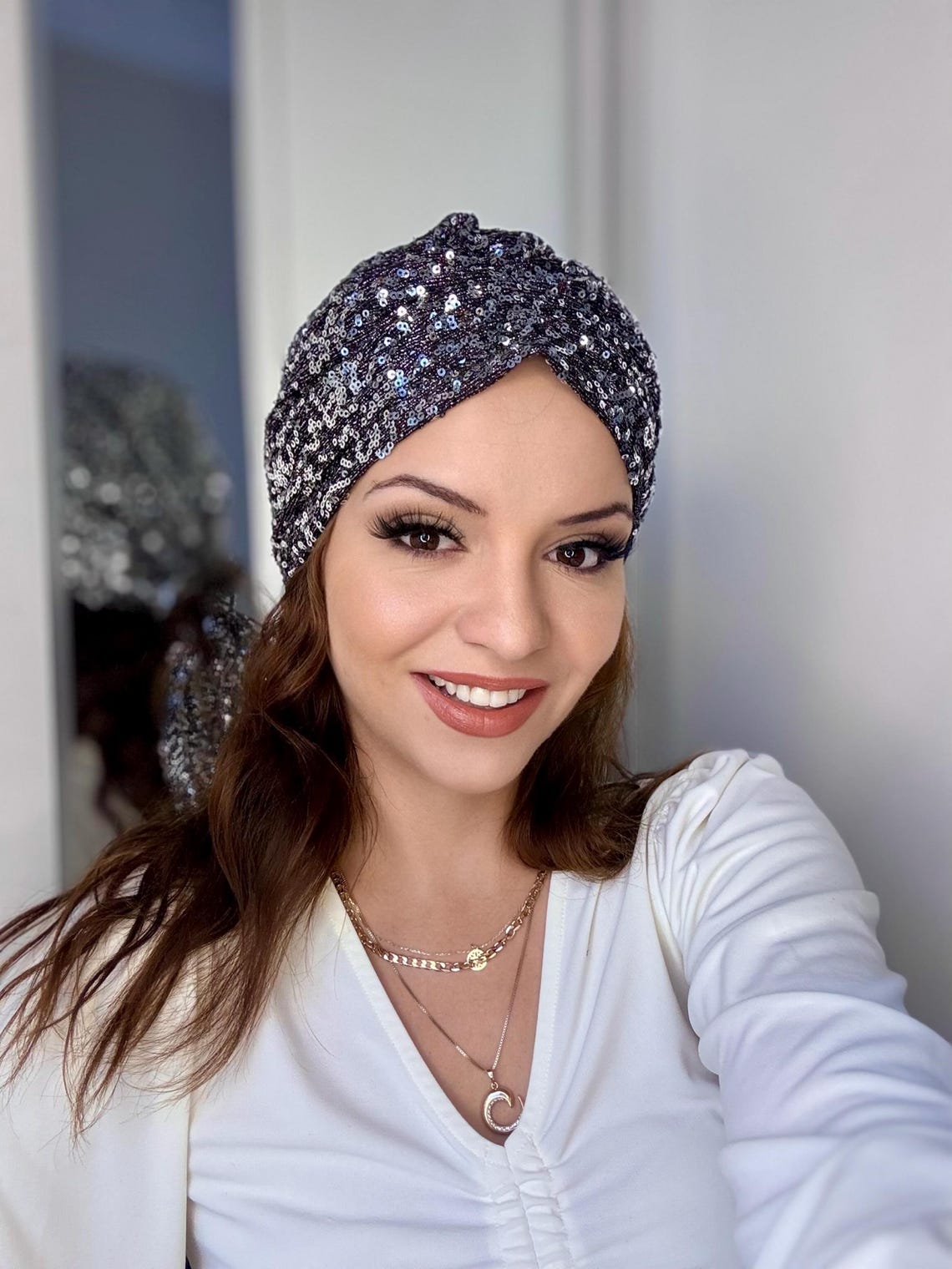 Sequined Modest Evening Dress With a Cap Style, Cap and Bonnet Shawl ...