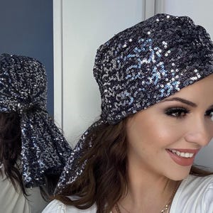 Sequined Modest Evening Dress With a Cap Style, Cap and Bonnet Shawl ...