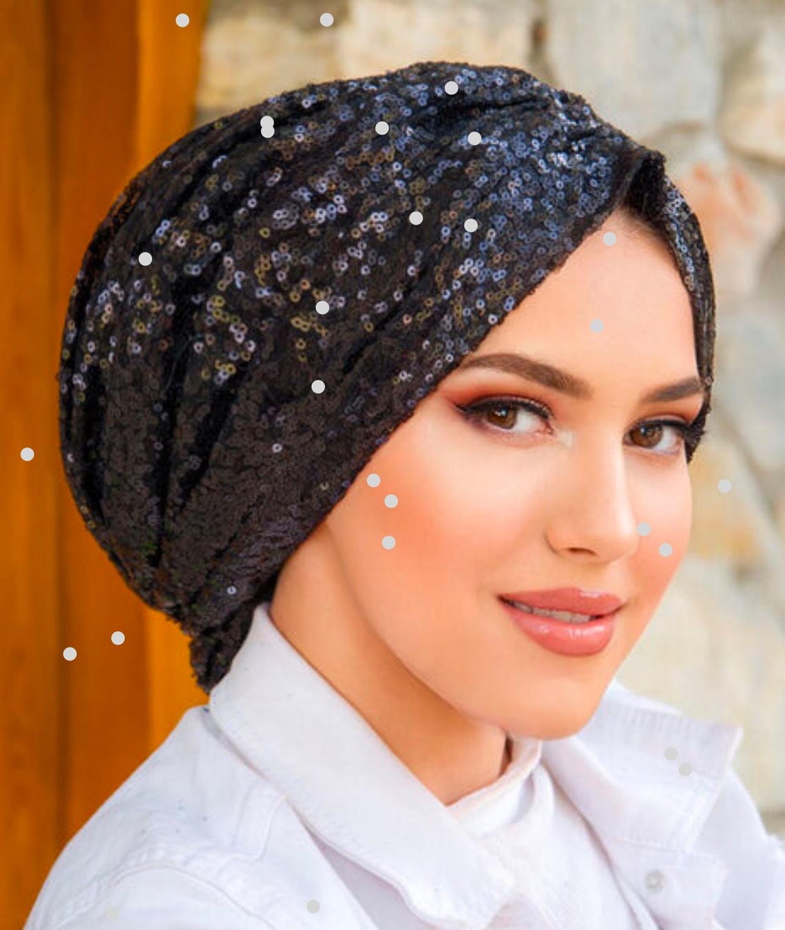 Sequined Modest Evening Dress With a Cap Style, Cap and Bonnet Shawl ...