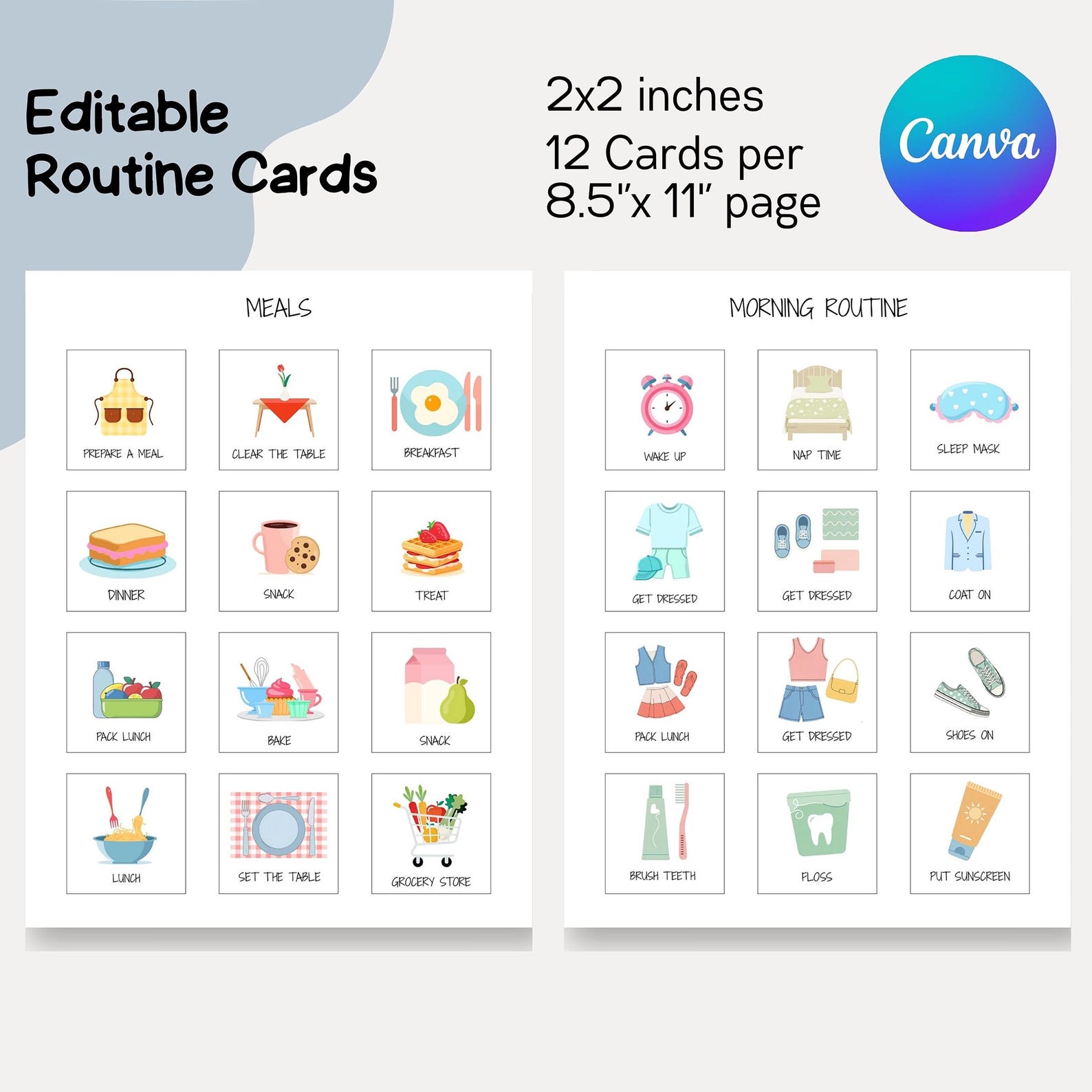 Editable Toddler Daily Routine Cards, Visual Schedule Chart, Kids Chore ...