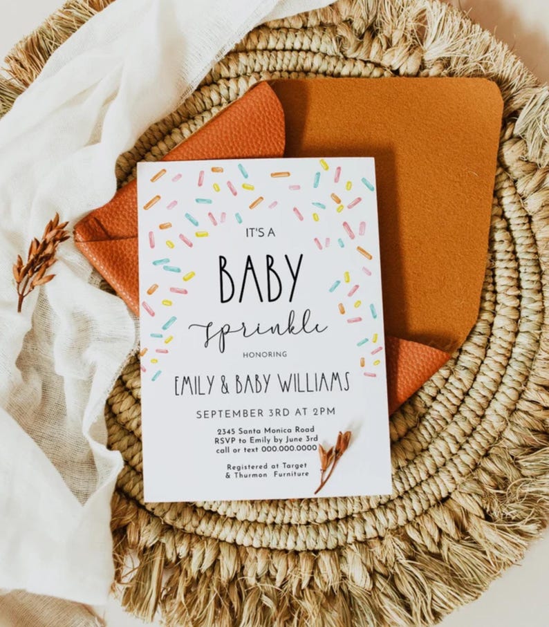 Sprinkle Baby Shower Invitation Suite & Diaper Raffle – Custom Neutral ...