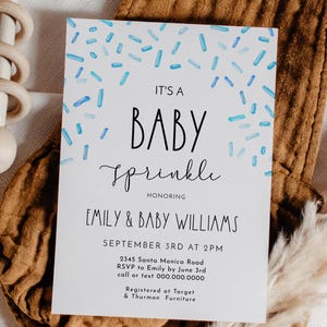 Blue Sprinkle Baby Shower Invitation - Boy Theme - Personalized ...